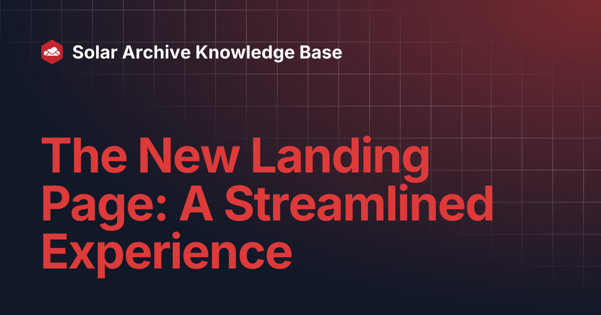 The New Landing Page: A Streamlined Experience | Solar Archive ...