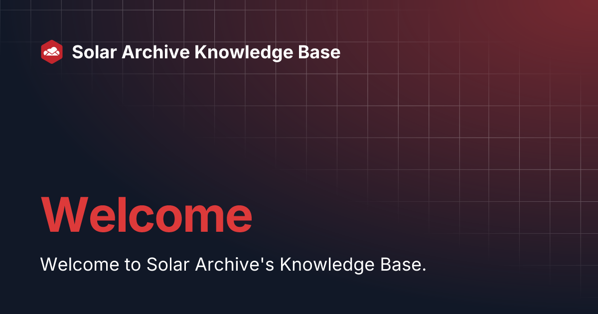Welcome | Solar Archive Knowledge Base