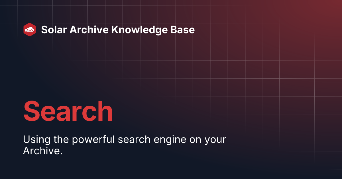 Search | Solar Archive Knowledge Base