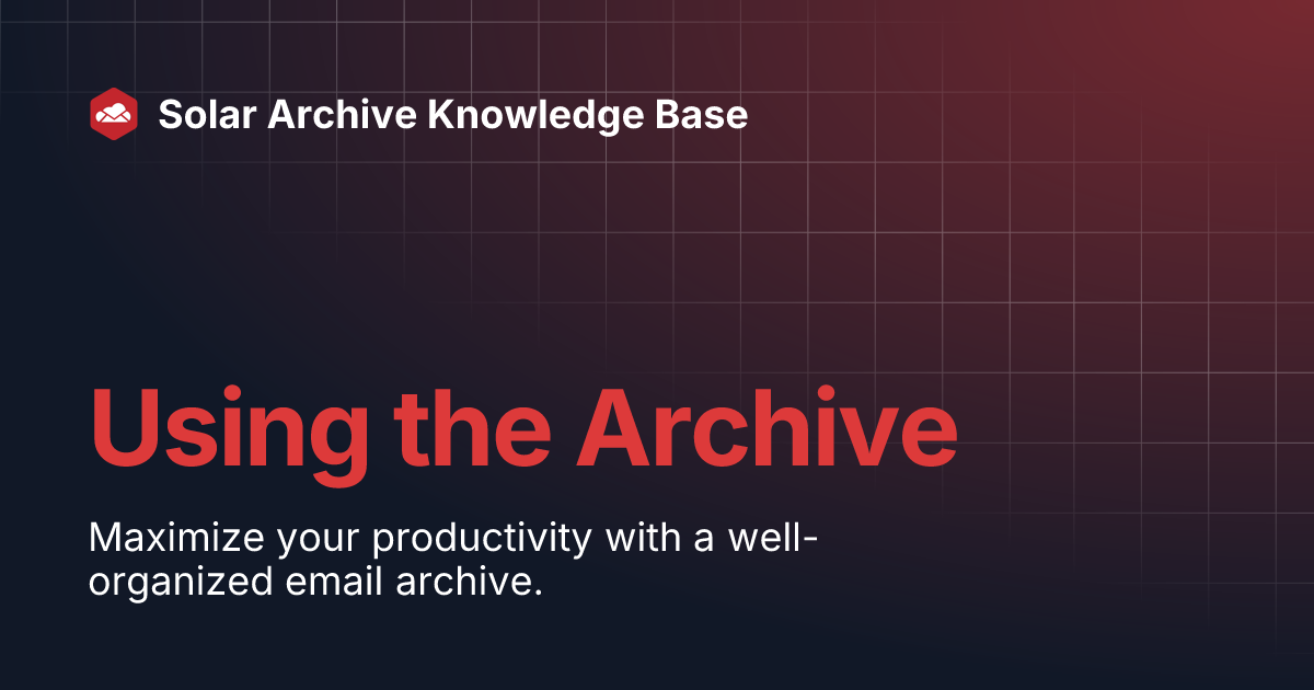 Using the Archive | Solar Archive Knowledge Base
