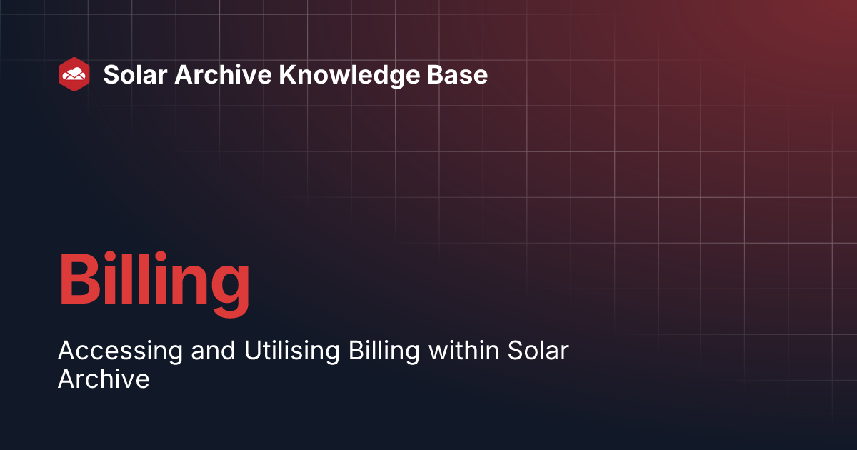 Billing | Solar Archive Knowledge Base