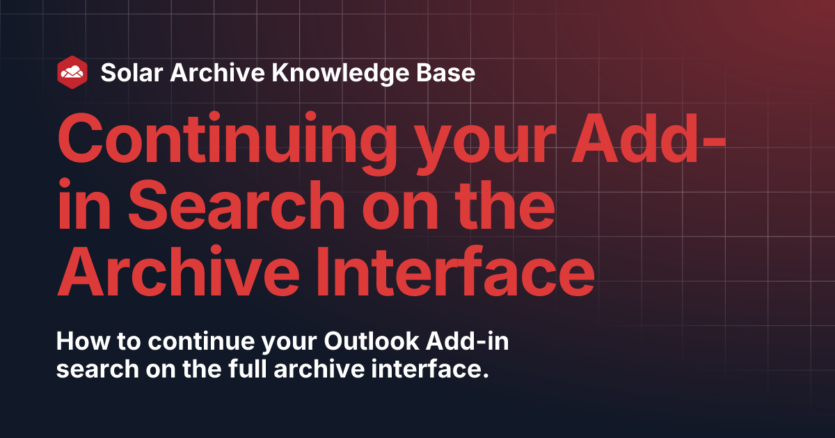 Continuing your Add-in Search on the Archive Interface | Solar Archive ...